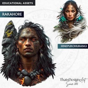 Maori Atua Gods Clipart Set: Polynesian Tribal Tattoo Art (PNG, Digital ...