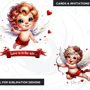 Watercolor Cute Cupid Clipart Bundle, Valentines Day Clipart PNG ...