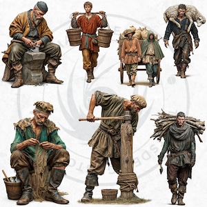 Medieval Peasants PNG, Fantasy Villagers Clipart, Historical RPG ...