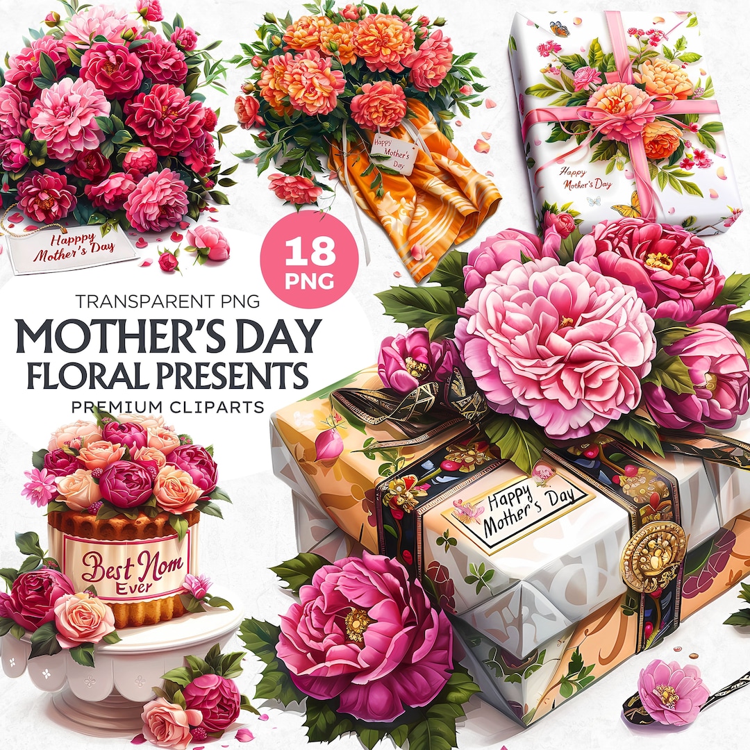 Mother's Day Floral Clipart Bundle: Love Images (PNG Digital Download ...