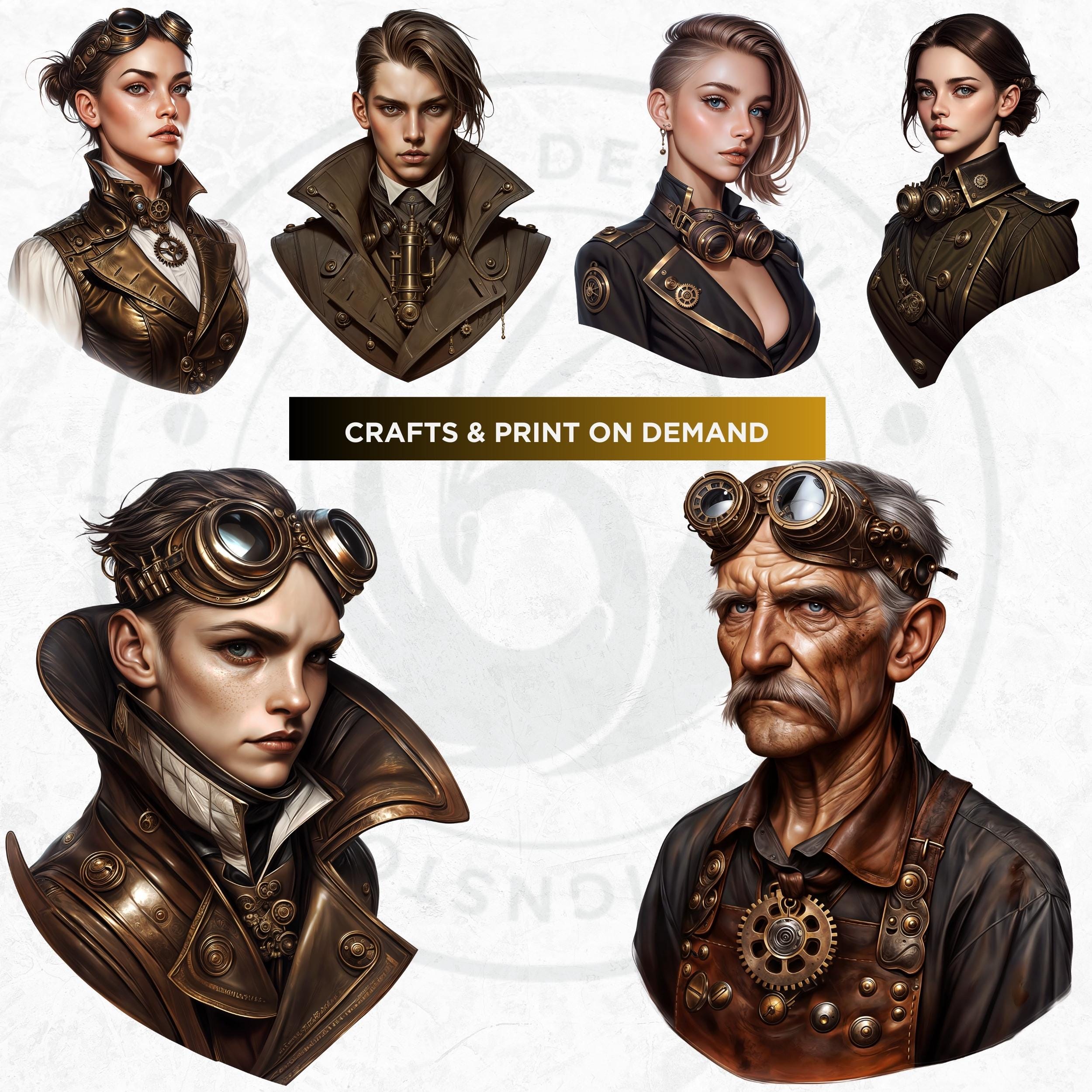 Steampunk Character Clipart: Victorian Fashion PNG Graphics (digital ...