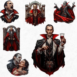 36 Dracula Clipart Set, Halloween Clipart, Vampire Design, Fantasy ...