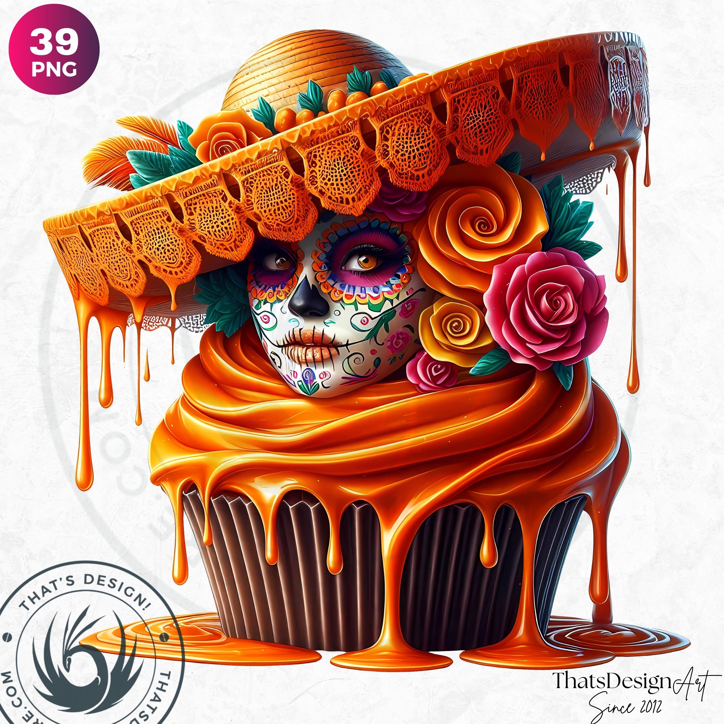 39 Day of the Dead Cupcake Clipart Set, Sugar Skull Clipart, Día De Los ...