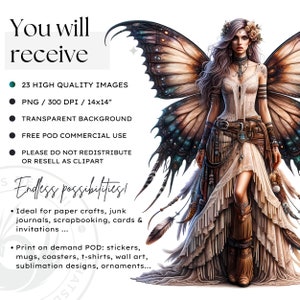 23 Western Boho Fairy Clipart Set, Gothic Fairies Clipart, Victorian ...