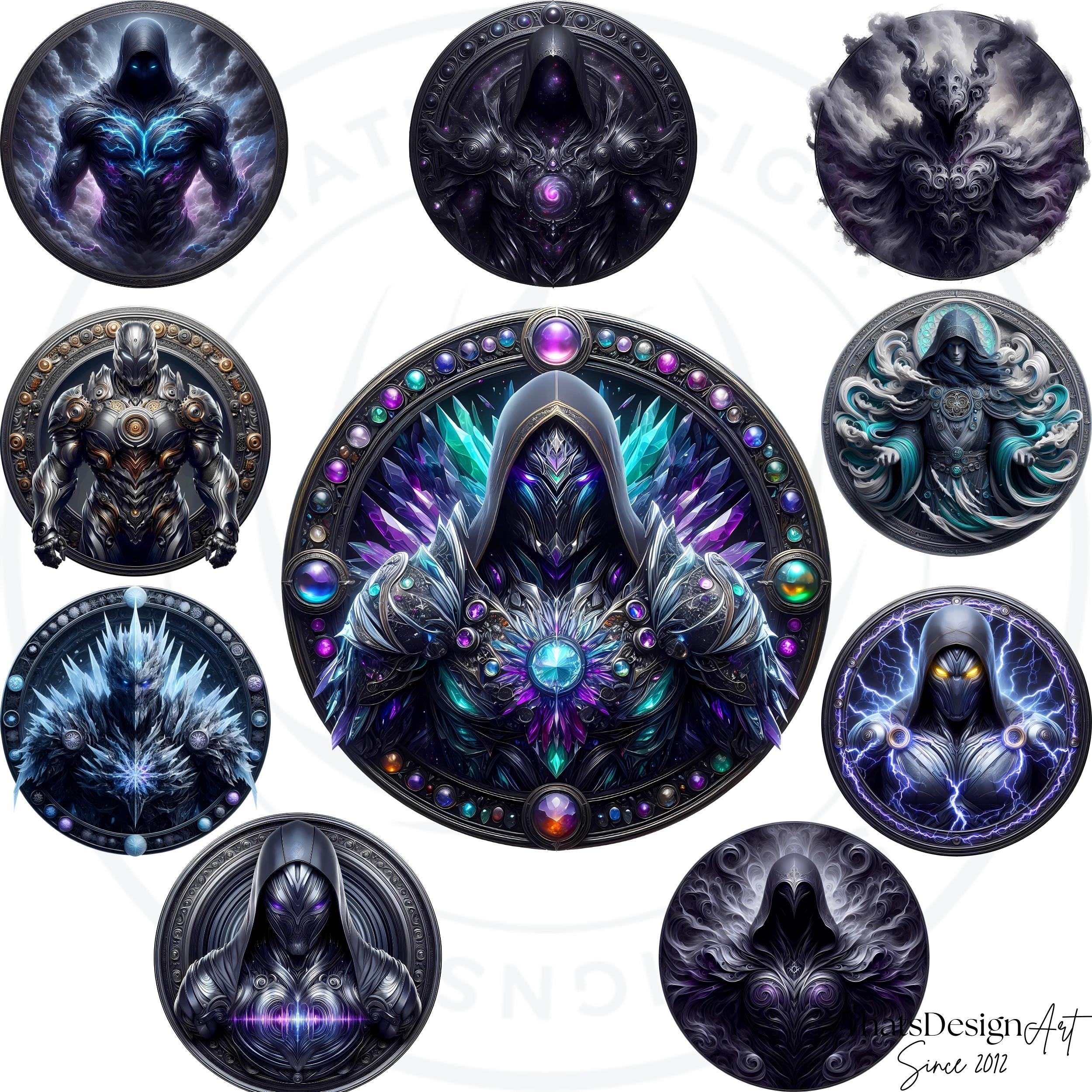 Elemental Avatar Clipart Set: Fantasy PNG Graphics, Round Images ...