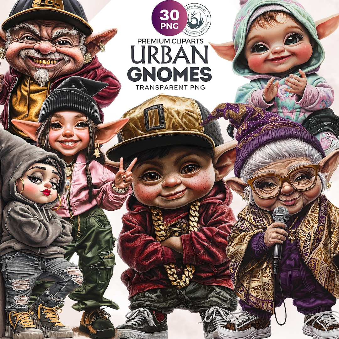 30 Urban Gnome Clipart Set, Hip Hop Gnomes, Street Culture Gnome ...