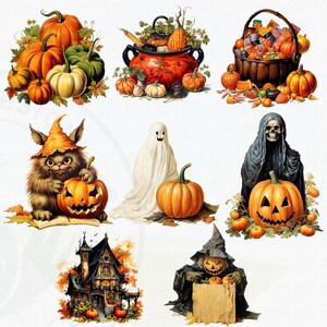 Watercolor Halloween Retro PNG Clipart, Halloween Vintage Art PNG, Kid ...