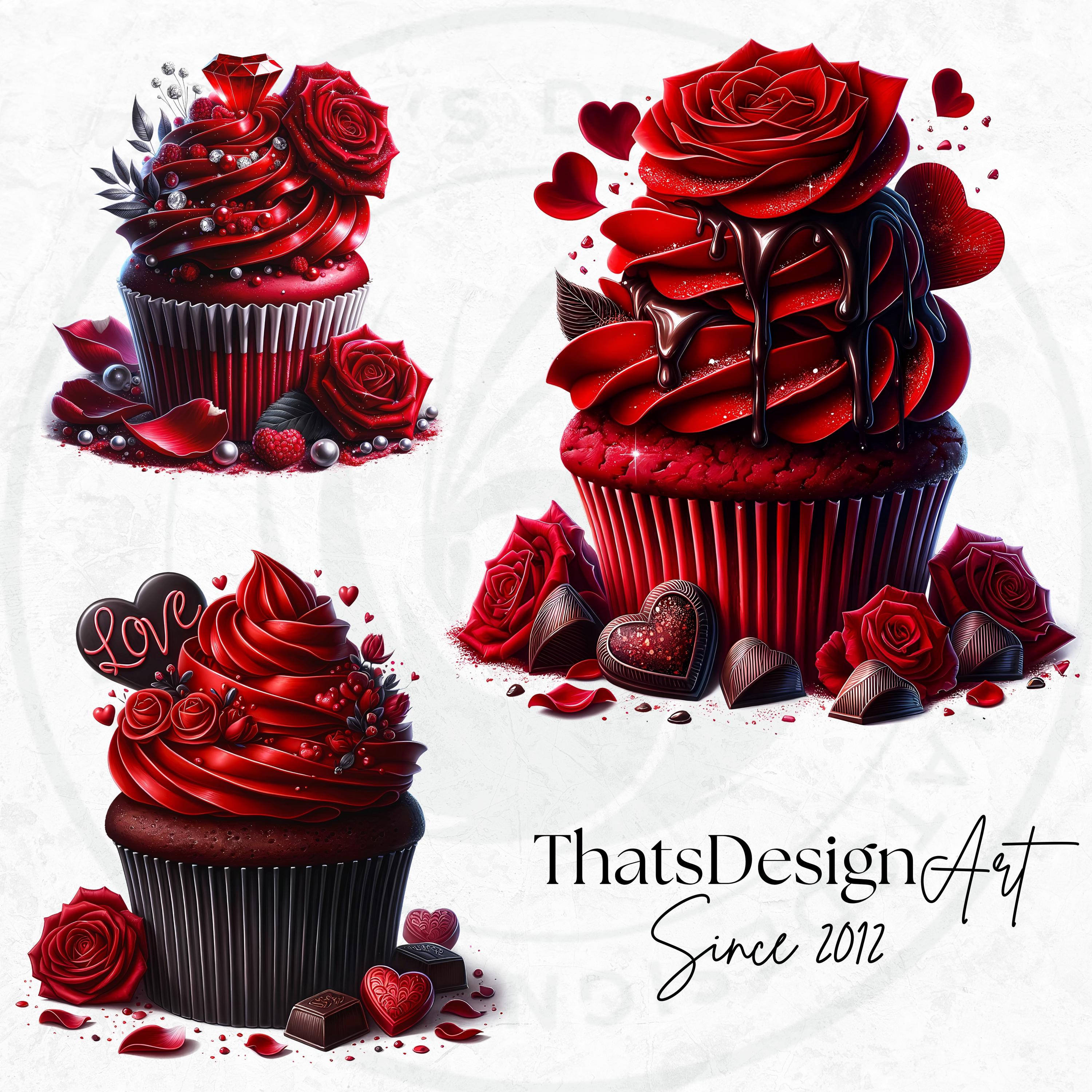 Valentine Cupcake Clipart Bundle: Red Sweets PNG (commercial Use) - Etsy