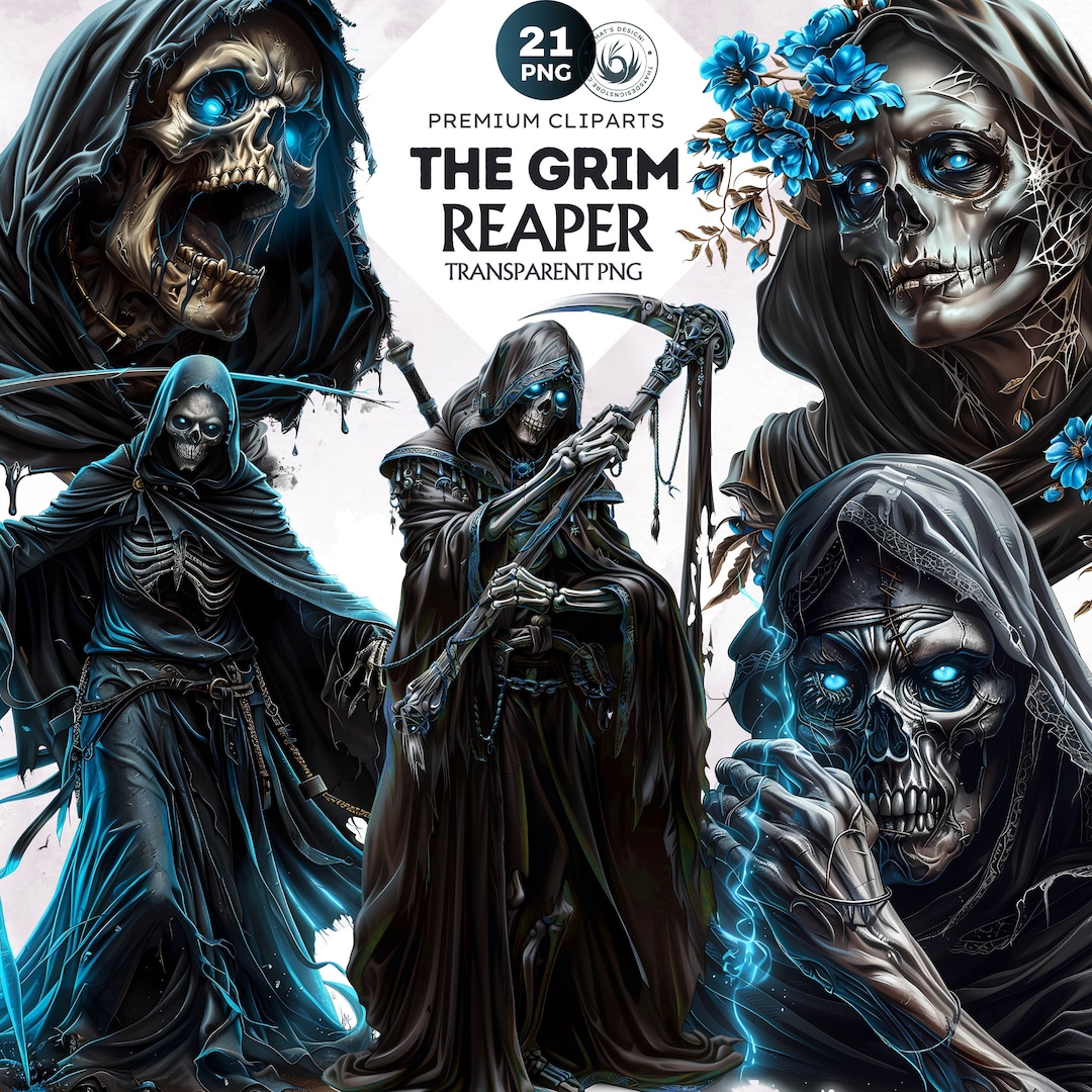 21 the Grim Reaper Clipart, the Grim Ripper, Fantasy Gothic Halloween ...