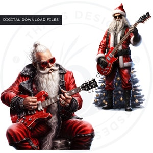 Rockstar Santa Clipart Set: Christmas PNG Images (digital Download) - Etsy