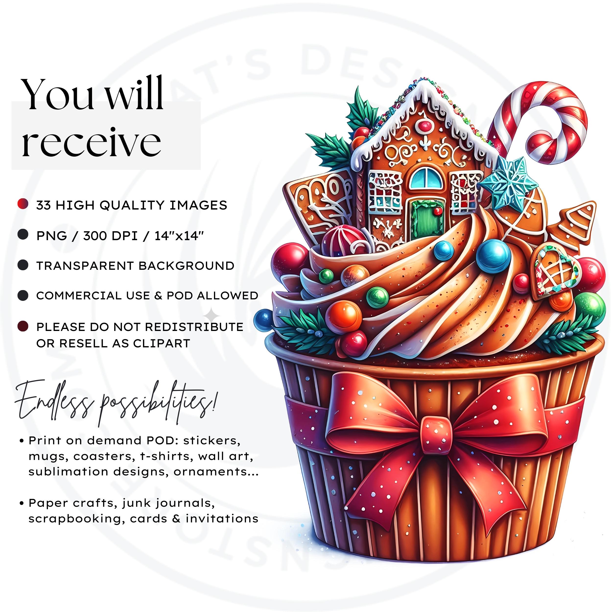 Christmas Cupcake Clipart Set: Festive Holiday Desserts PNG Images ...