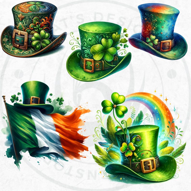 St Patrick's Day Clipart Set: Leprechaun & Shamrock PNG (digital ...
