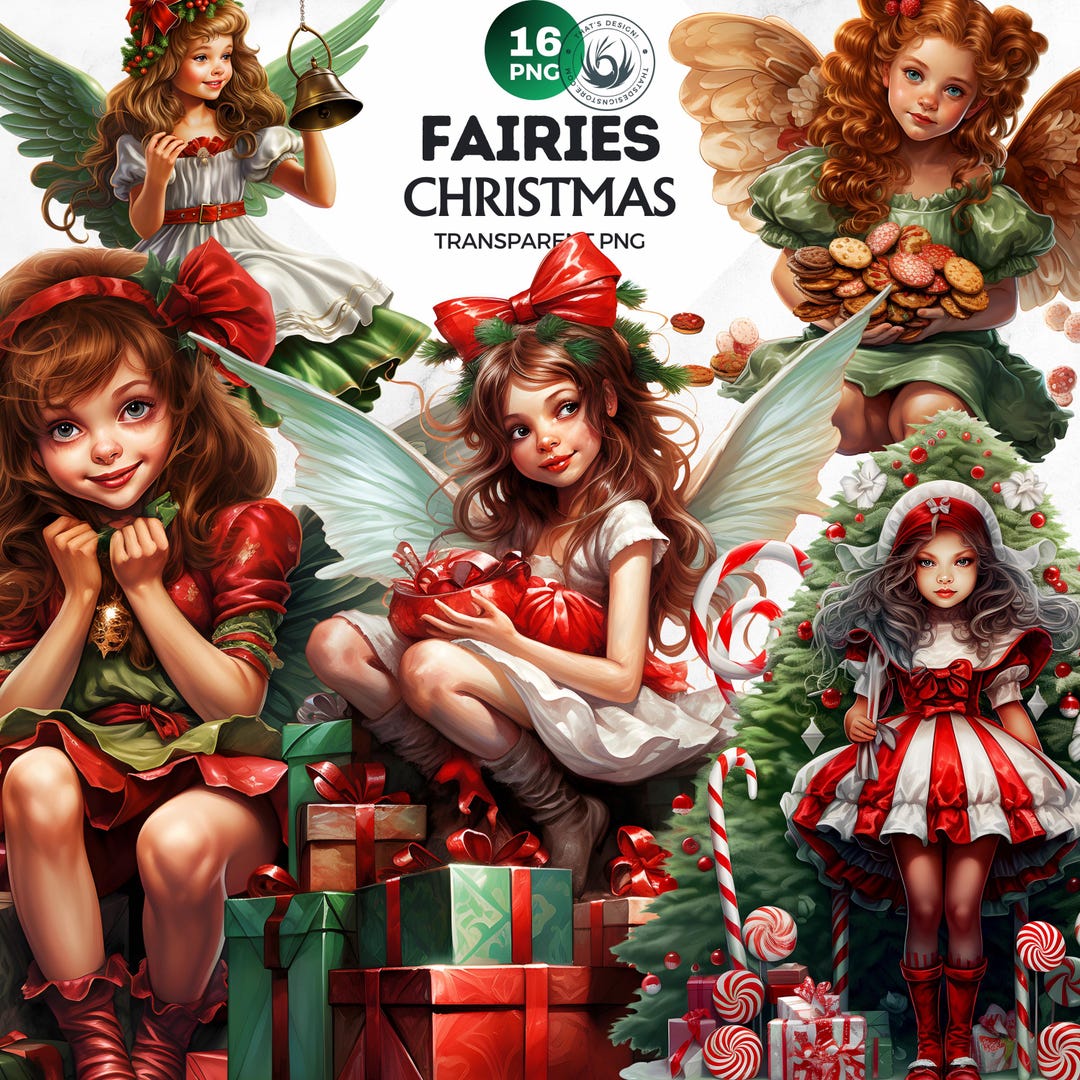 Cute Christmas Fairy PNG Clipart, Commercial Use (digital Download) - Etsy