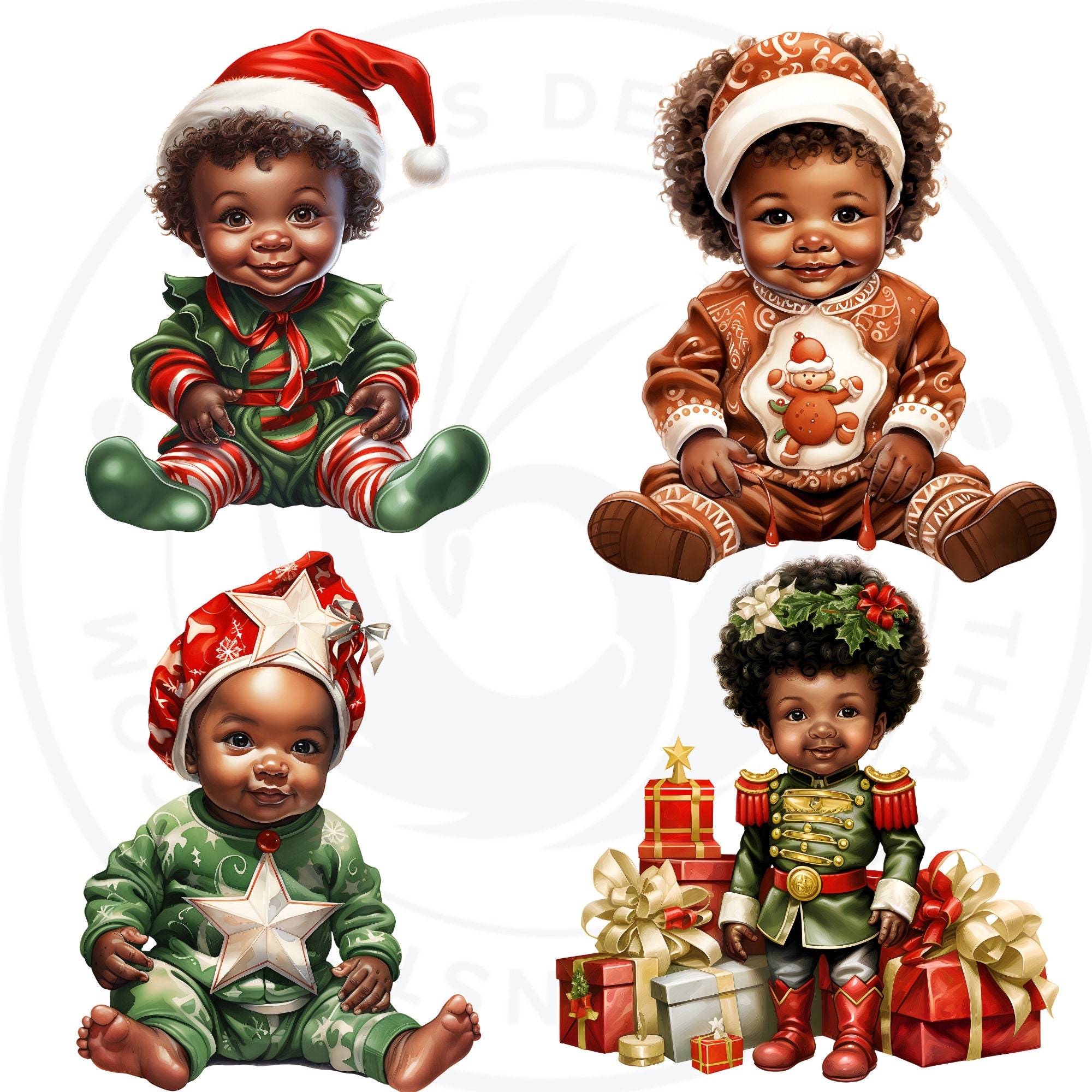 Christmas Black Babies PNG Clipart Bundle Afro Baby Clipart - Etsy
