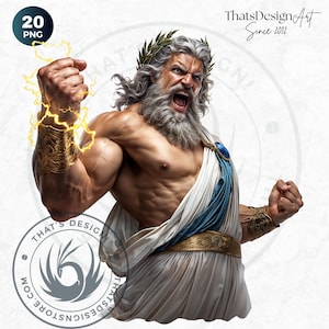 Zeus Clipart PNG Set, Zeus Thunder Greek God for Crafts Sublimation ...
