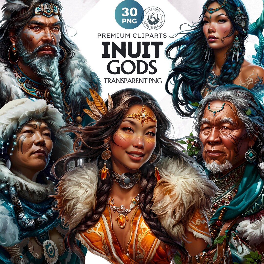 30 Inuit God Goddess Clipart PNG, Eskimo Mythology Graphics, Ancient Arctic Deity, Fantasy Art ...