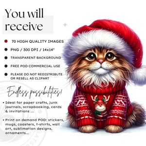 70 Cute Kitten PNG Clipart Set, Christmas Cat Clipart, Cat With Santa ...