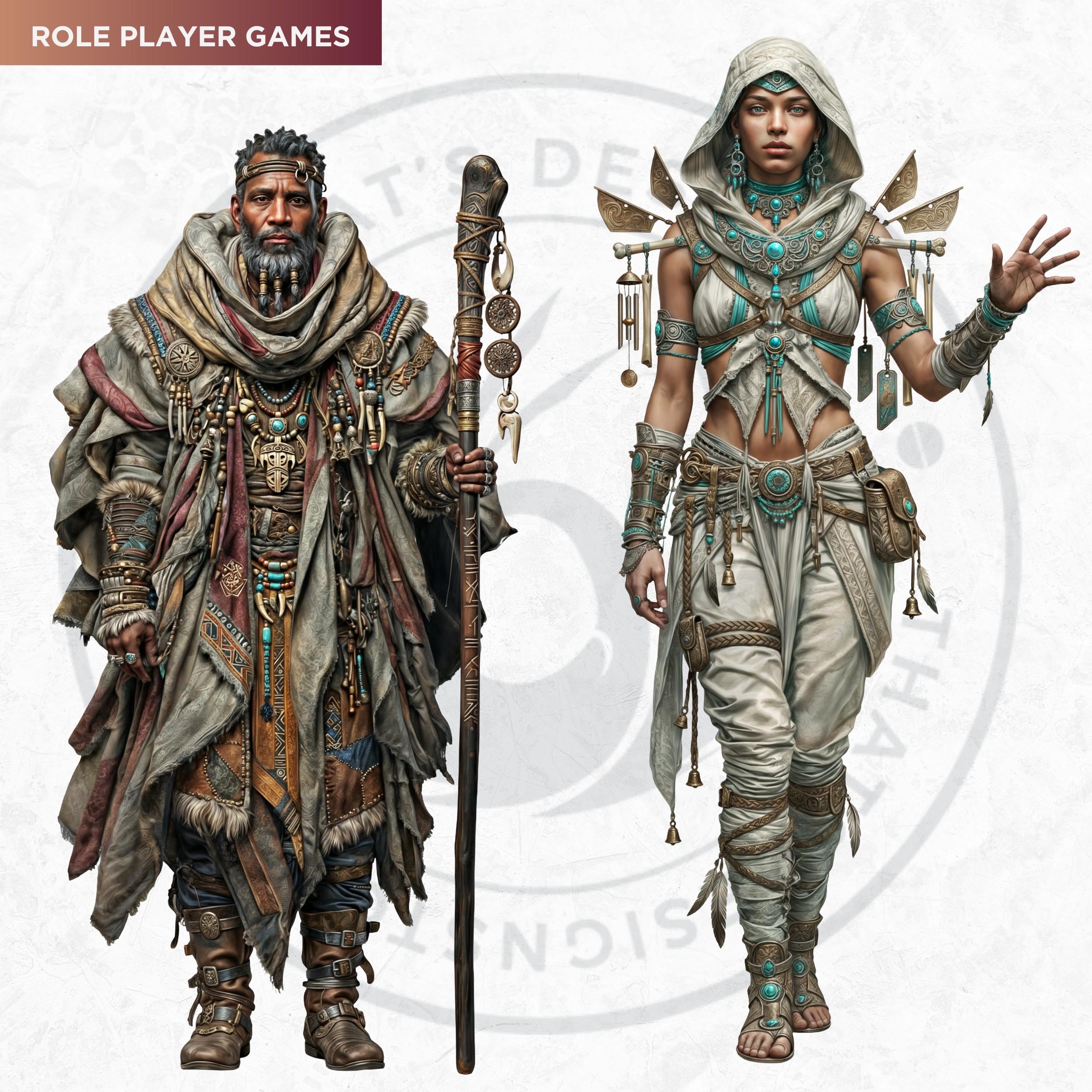 Nomadic Fantasy Characters Clipart Bundle: Desert Traveler PNG, RPG ...