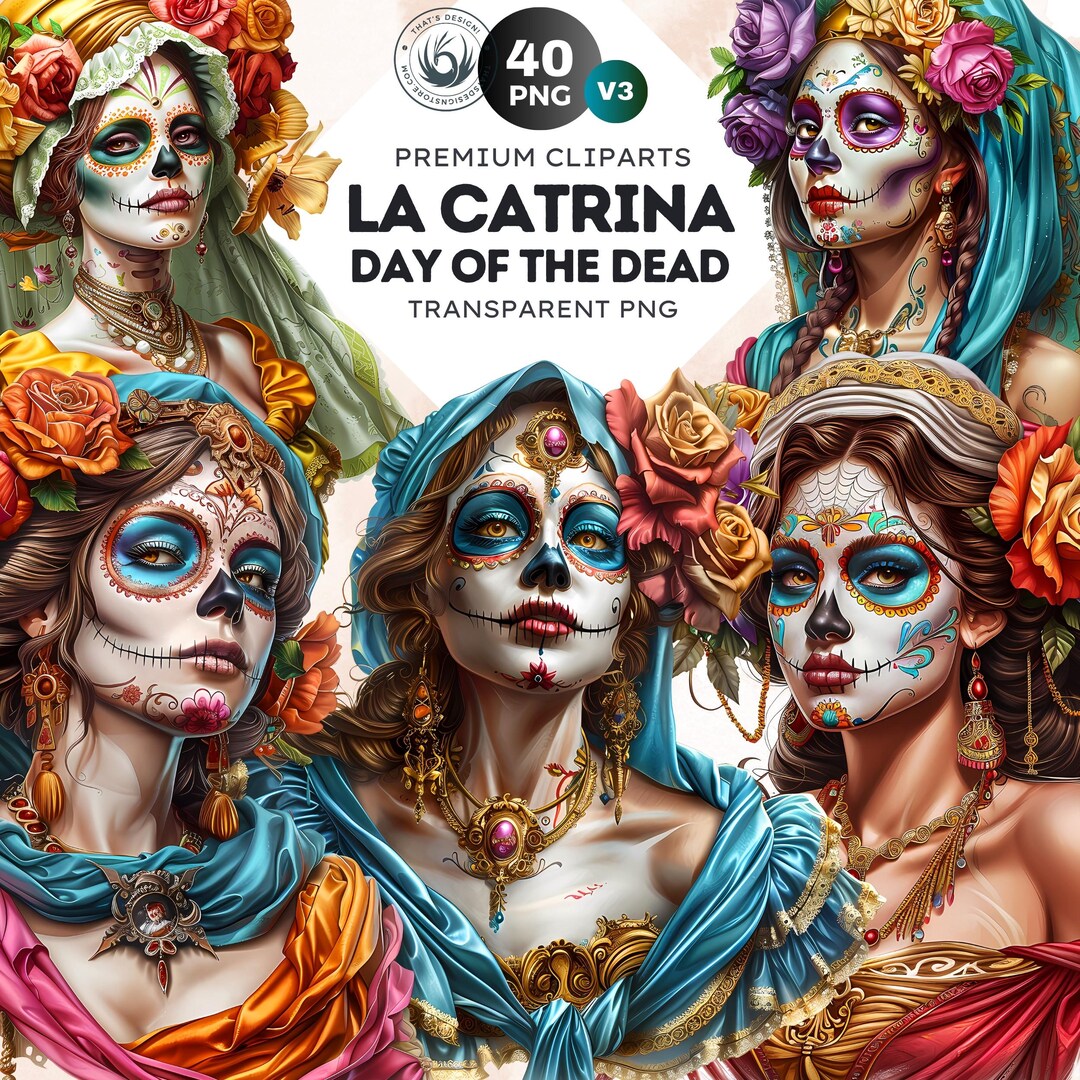 40 imágenes PNG de La Catrina, Día de los Muertos, arte chicano ...