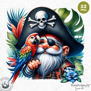 Pirate Gnome Clipart Bundle, 22 Corsair Gnome PNG, Summer Gnome Png ...