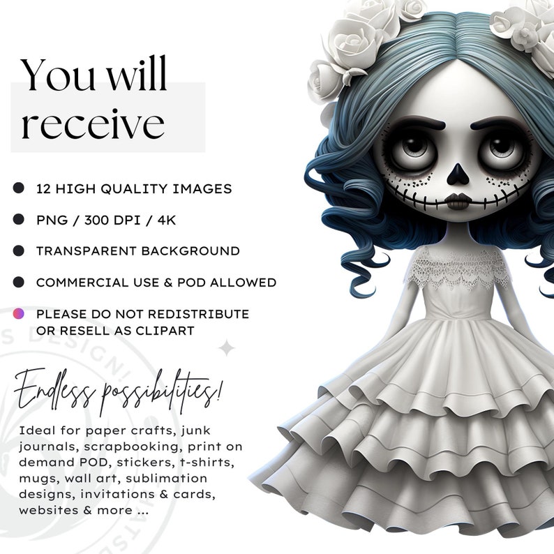 La Llorona PNG Clipart, Day of the Dead Sugar Skull Dolls (commercial ...