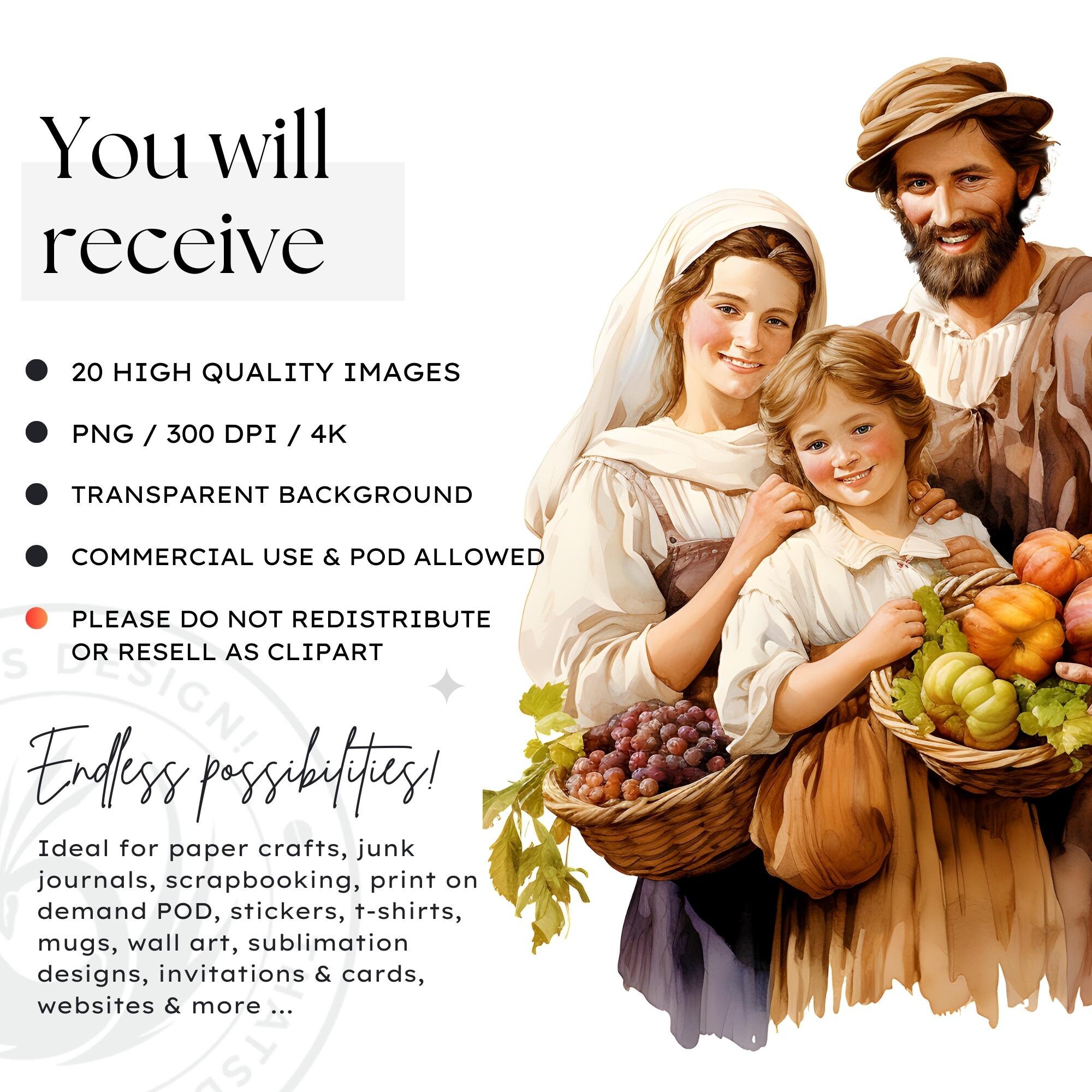 Watercolor Thanksgiving Clipart: Traditional Fall PNG (digital Download ...
