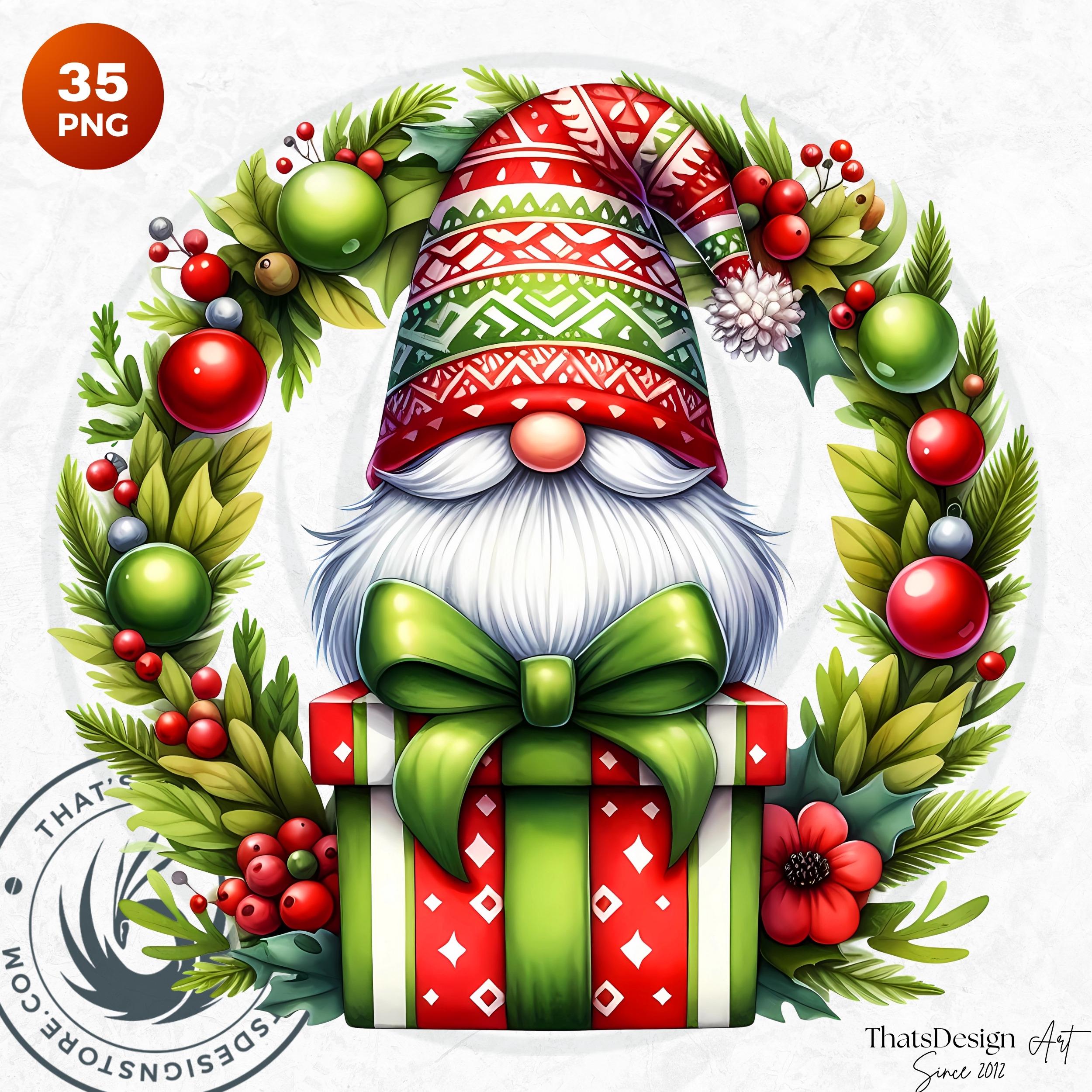 Watercolor Christmas Gnomes Clipart Set: Traditional Holiday Gifts PNG ...