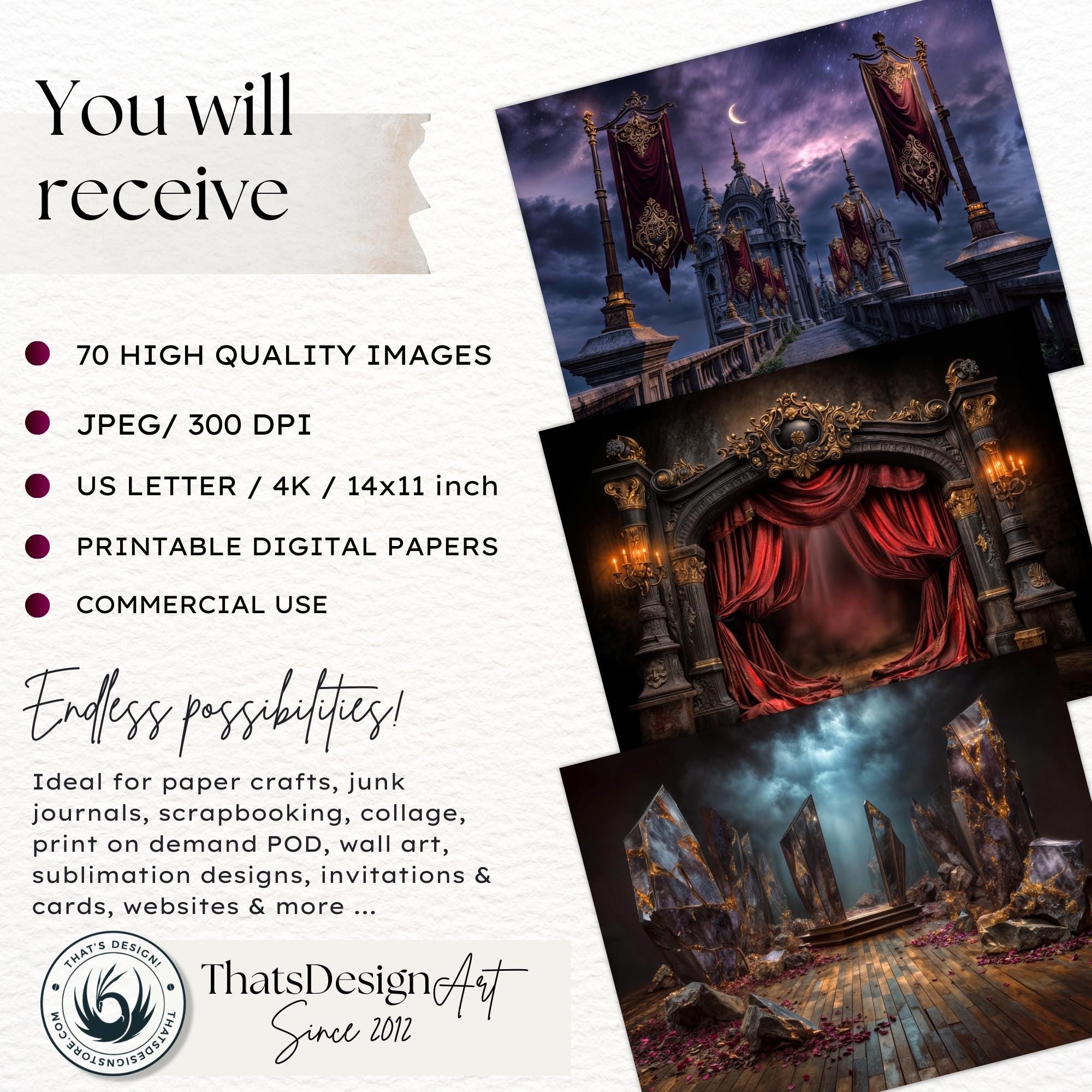 Dark Opera Digital Paper: Gothic Theater Backdrops, Masquerade Junk ...