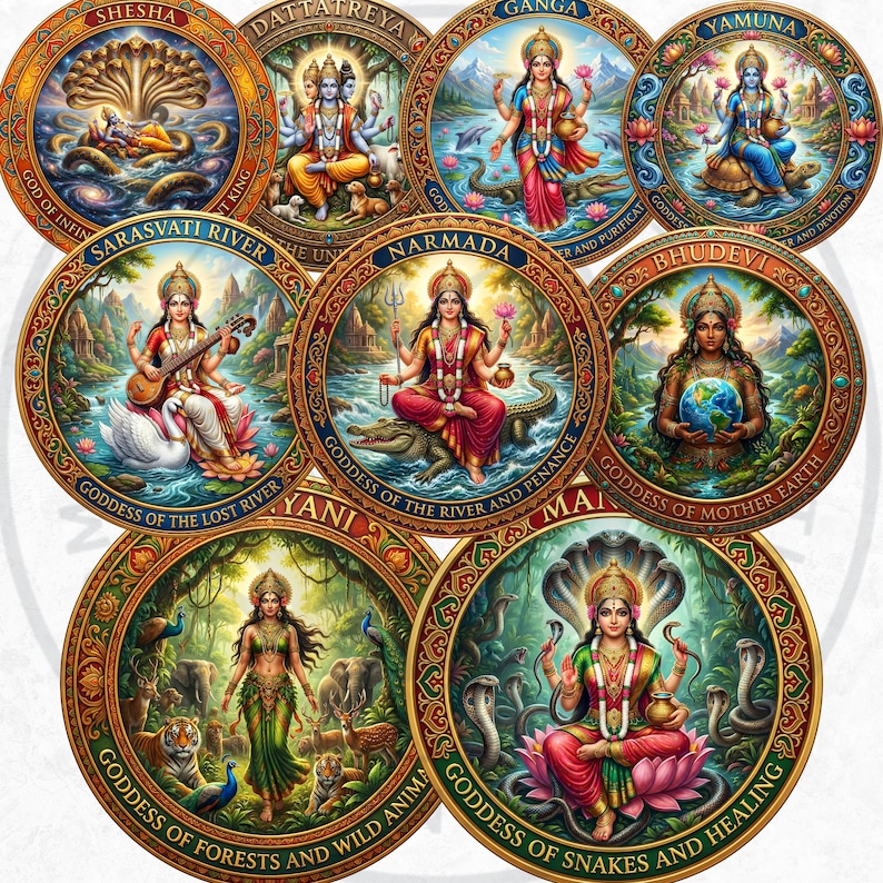 Hindu Gods Pantheon Clipart Bundle, Indian Mythology Pngs (100 Files ...