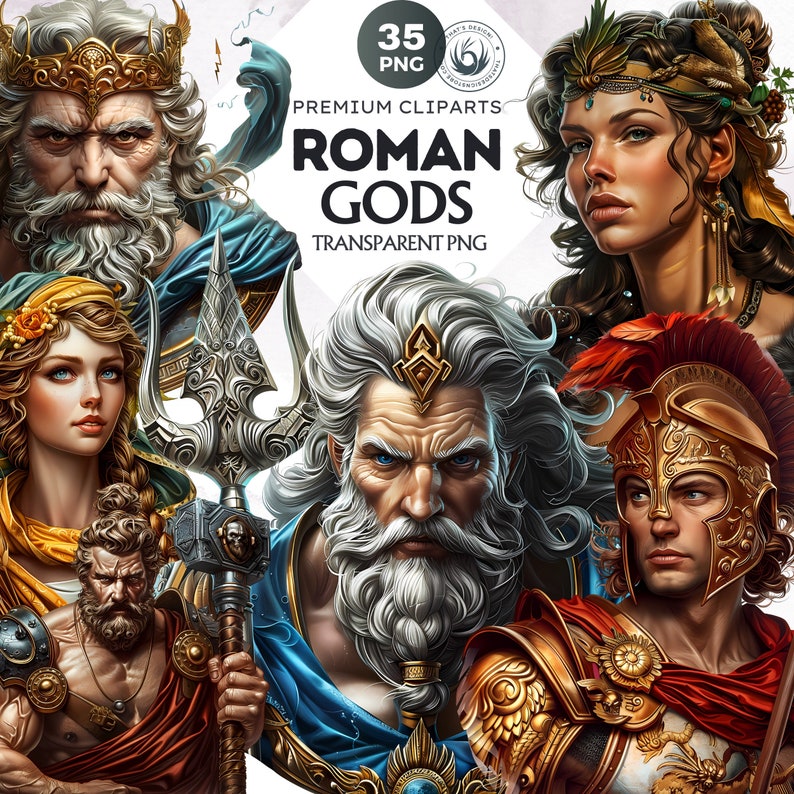 Roman Gods & Goddesses Clipart: Mythology PNG Graphics (commercial Use ...