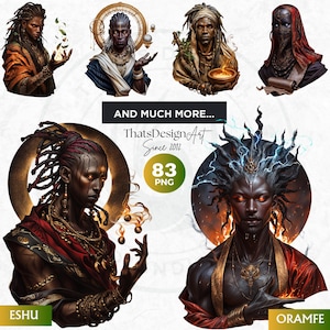 83 Yoruba Orishas Pantheon Clipart Set | African Gods and Goddesses PNG for Crafts and ...