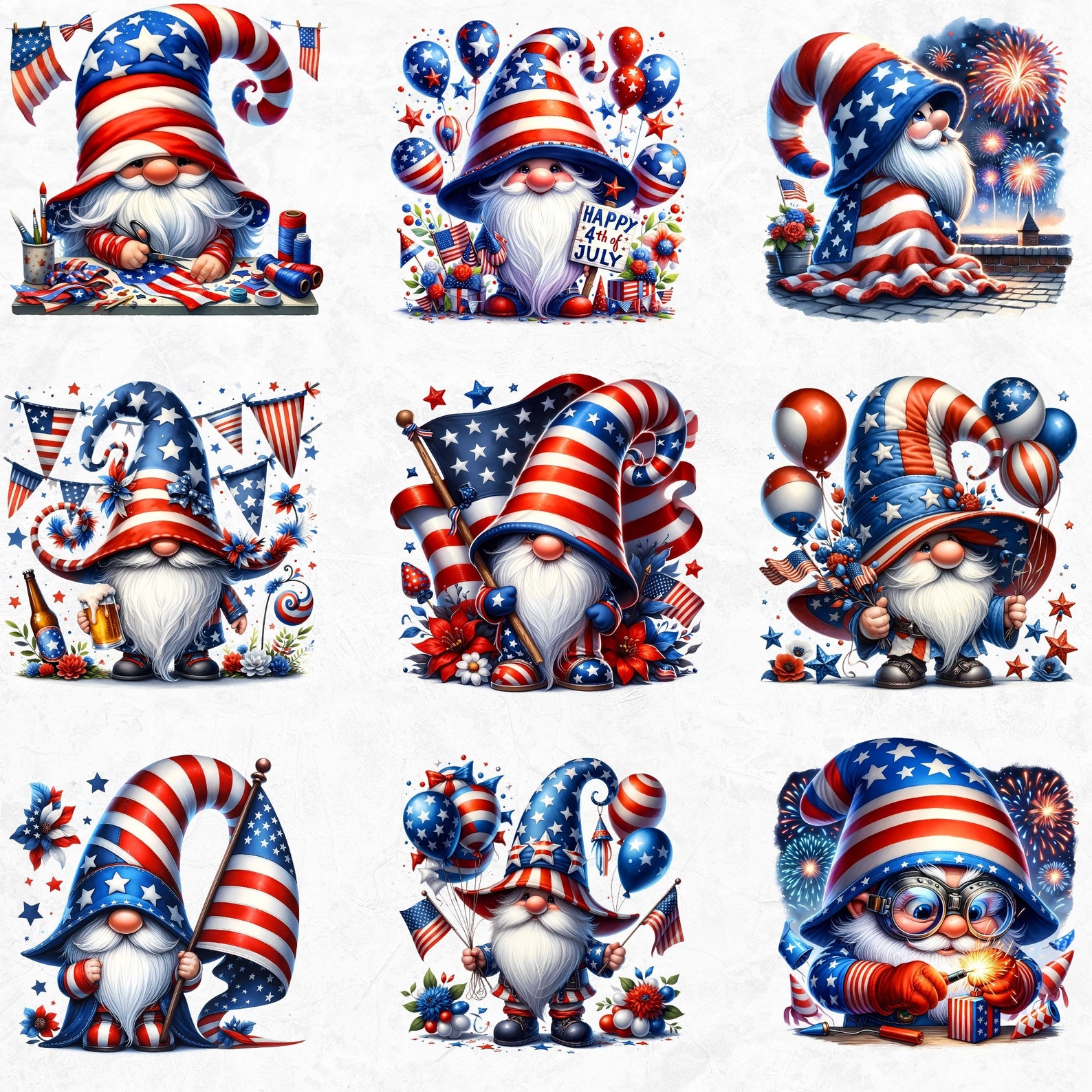 42 Gnome 4th of July Clipart PNG, American Patriotic Clipart ...