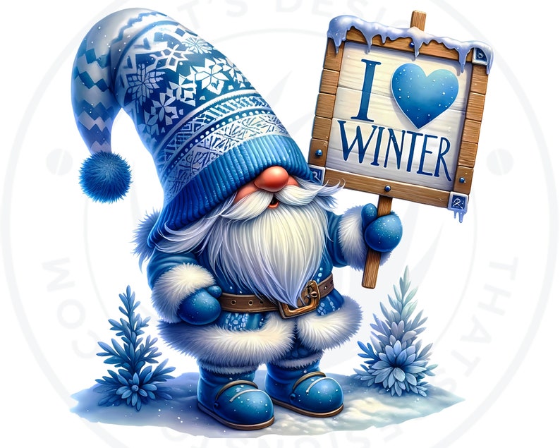 Blue Winter Gnome Clipart 13 High Quality PNG Blue Christmas - Etsy