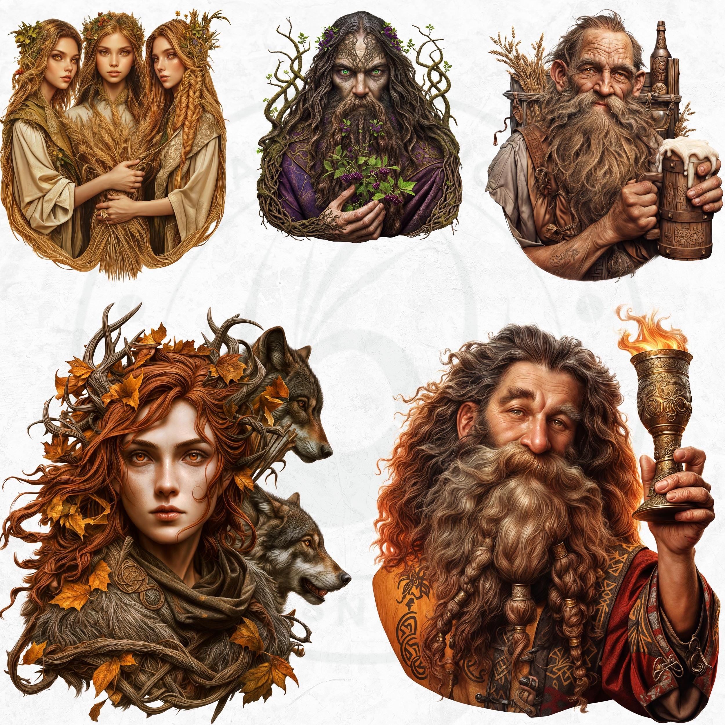 Baltic Gods and Goddesses Clipart: Mythology Art Set (PNG, Digital ...