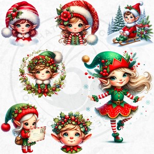 Christmas Elves Clipart: Festive PNG Designs, Winter Card Making ...