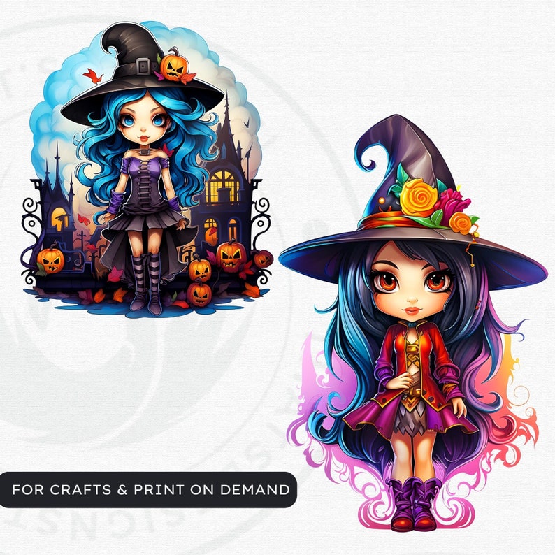Halloween Cute Witch PNG Clipart Halloween PNG Bundle - Etsy