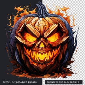 Halloween Pumpkin Clipart PNG | Jack O Lantern Png Bundle | Spooky ...