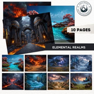 Fantasy Backdrops Landscape Digital Paper: RPG Backgrounds, Mystical ...