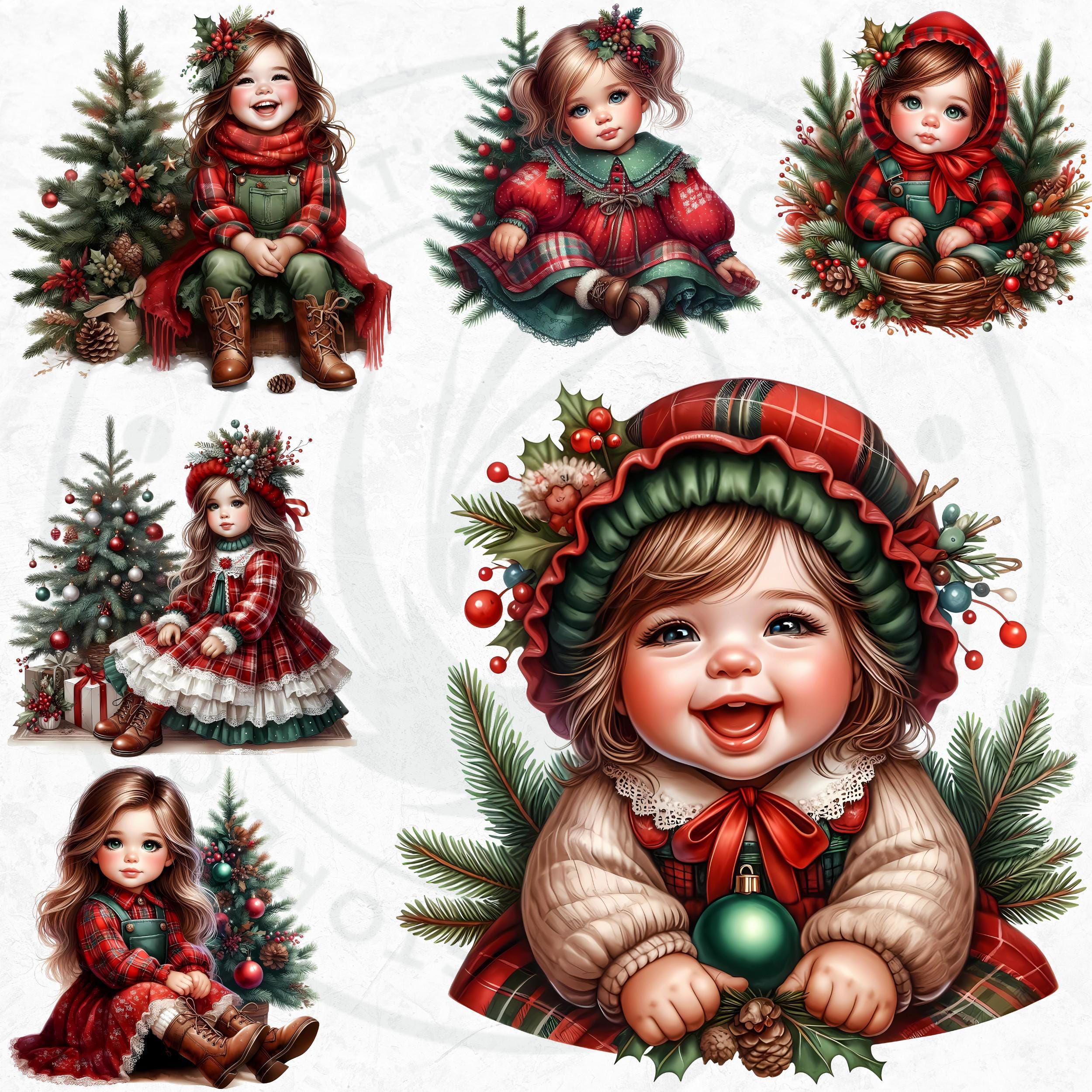 Rustic Christmas Kids Clipart Set: Cosy Holiday Illustrations (PNG ...
