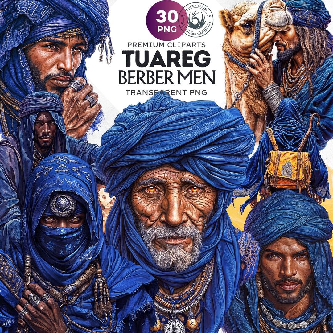 Tuareg Berber Men Clipart Set: Sahara Nomad Designs (PNG, Digital ...