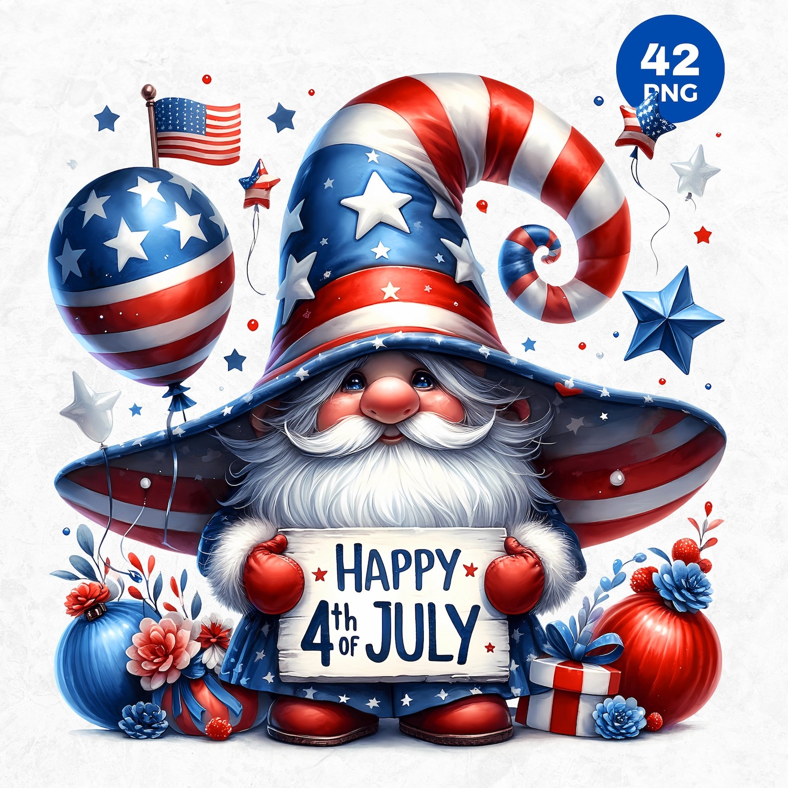 42 Gnome 4th of July Clipart PNG, American Patriotic Clipart ...