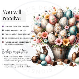 Easter Basket Eggs Clipart Bundle, Printable Easter Clipart, PNG Easter ...