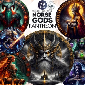 Norse Gods Clipart Set: Viking Mythology PNG Graphics (digital Download ...