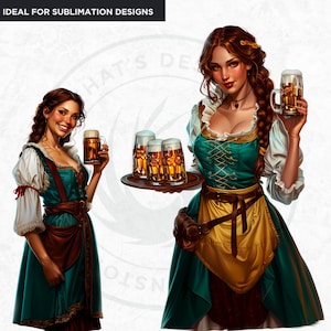 22 Oktoberfest Beer Maids Clipart Set, Bavarian Girls, Oktoberfest ...