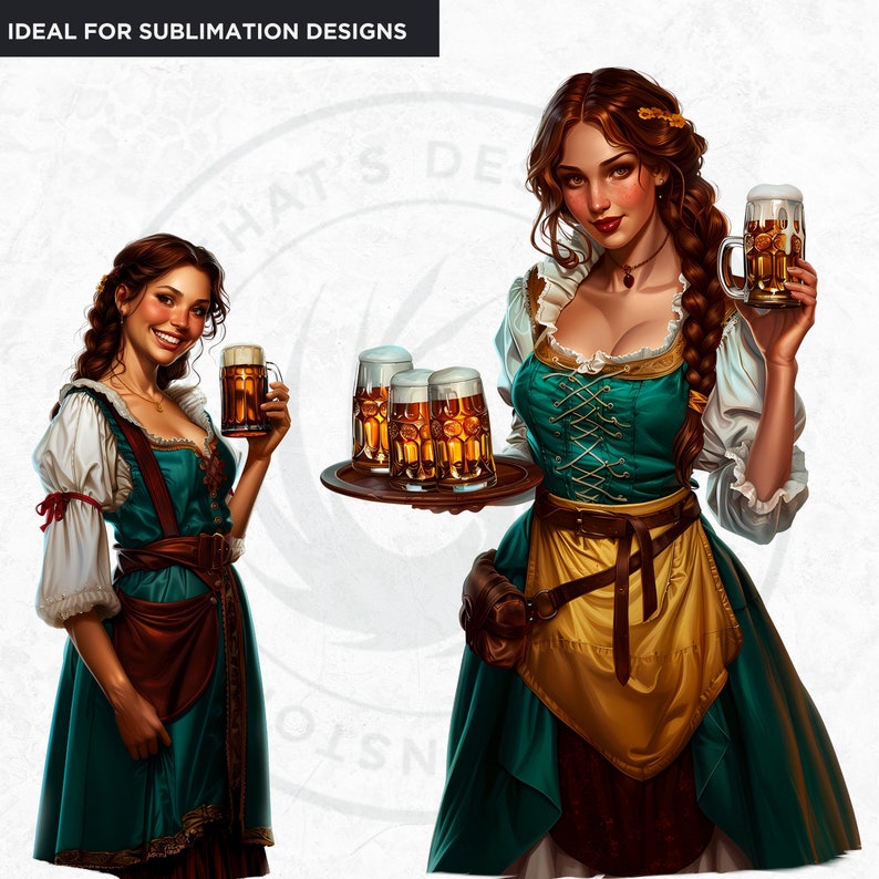 Oktoberfest Beer Maids Clipart Set: Bavarian Girls PNG (22 Files) - Etsy