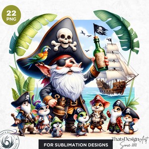 Pirate Gnome Clipart Bundle, 22 Corsair Gnome PNG, Summer Gnome Png ...