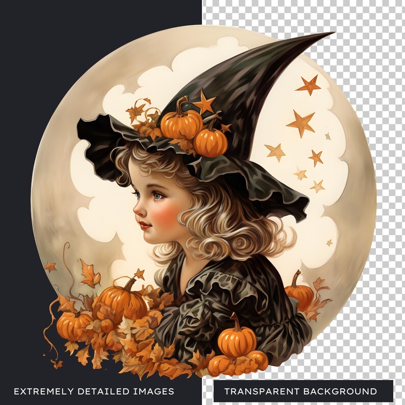 Watercolor Halloween Retro PNG Clipart, Halloween Vintage Art PNG, Kid ...