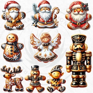 60 Elegant Gingerbread Clipart Set, Merry Christmas, Black and Gold ...