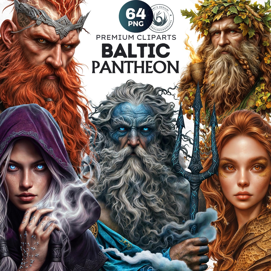 Baltic Gods and Goddesses Clipart Set, the Baltic Deity Worshiped by ...