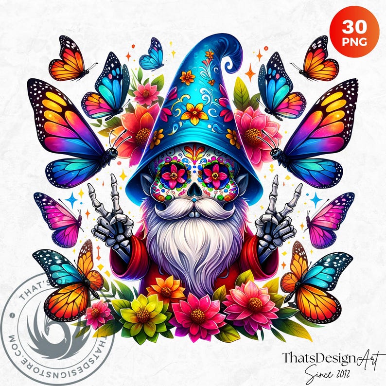 Day of the Dead Clipart, Mexican Gnomes PNG Bundle, Sugar Skull PNG ...